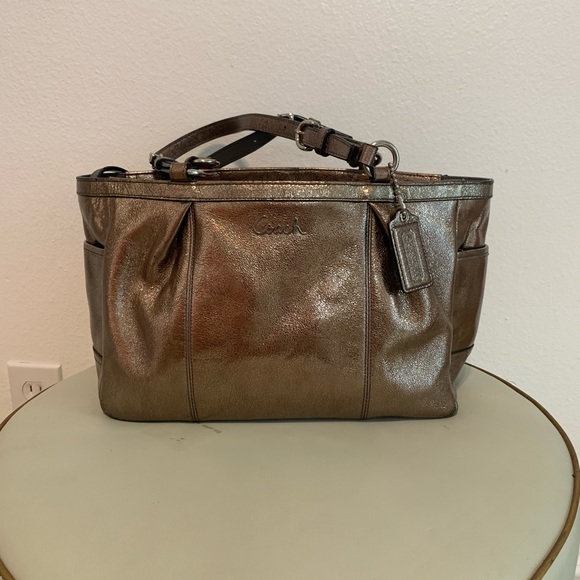 Coach | Bags | Coach Silver Metallic Leather Satchelshoulder Bag | Poshmark